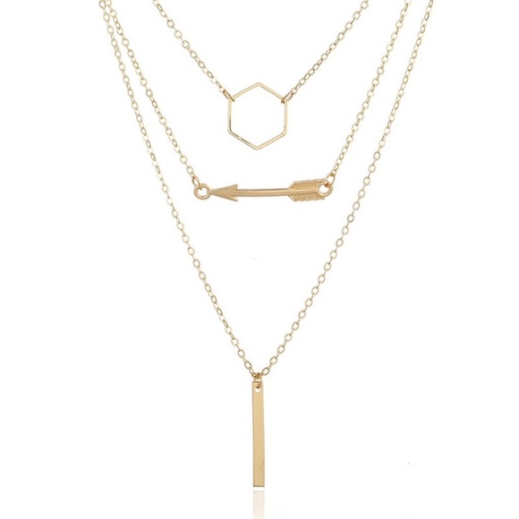 Jewelry | Gold Boho Geometric Layered Necklace New | Poshmark